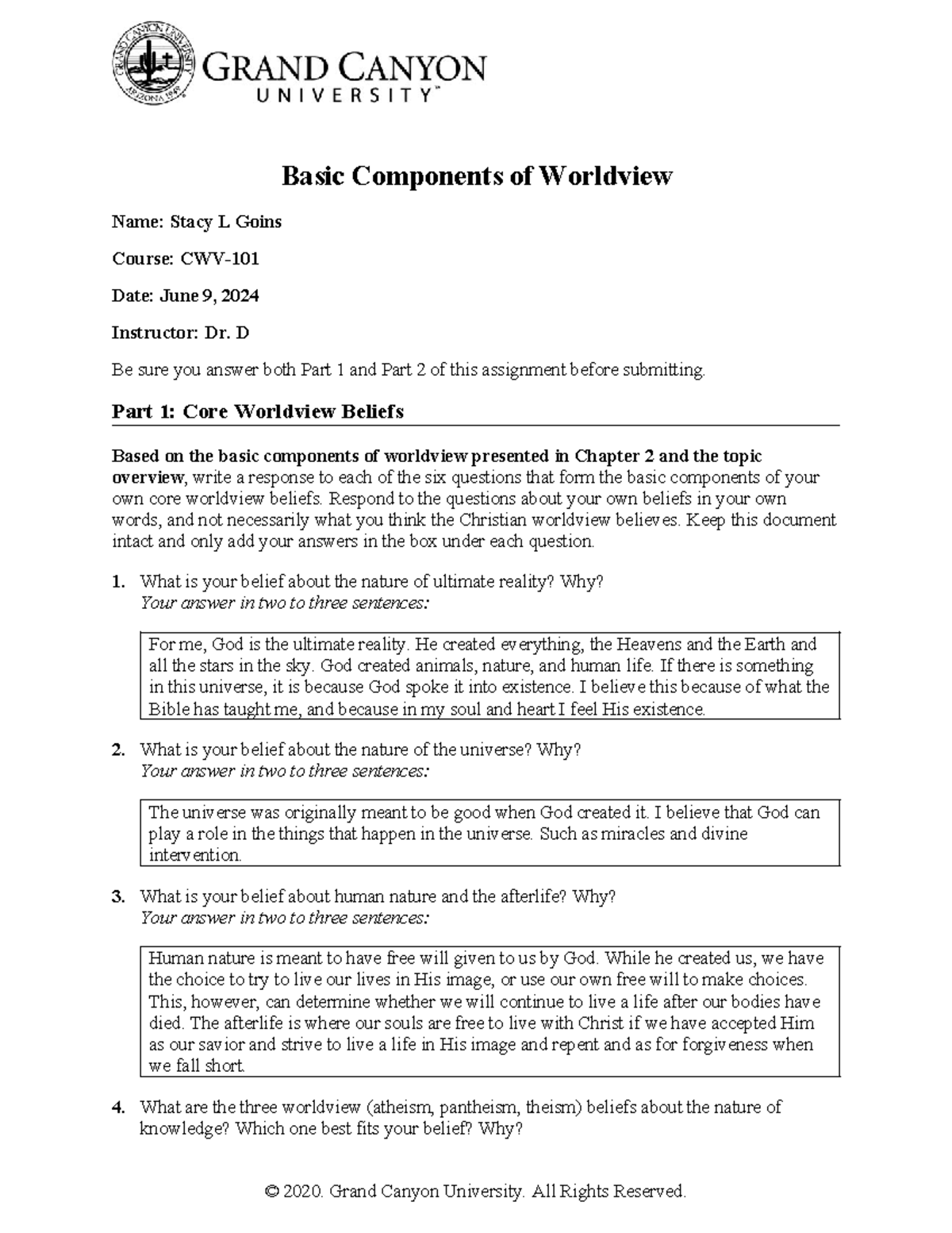 CWV 101 301 RS T1Basic Components Of Worldview - Basic Components of ...