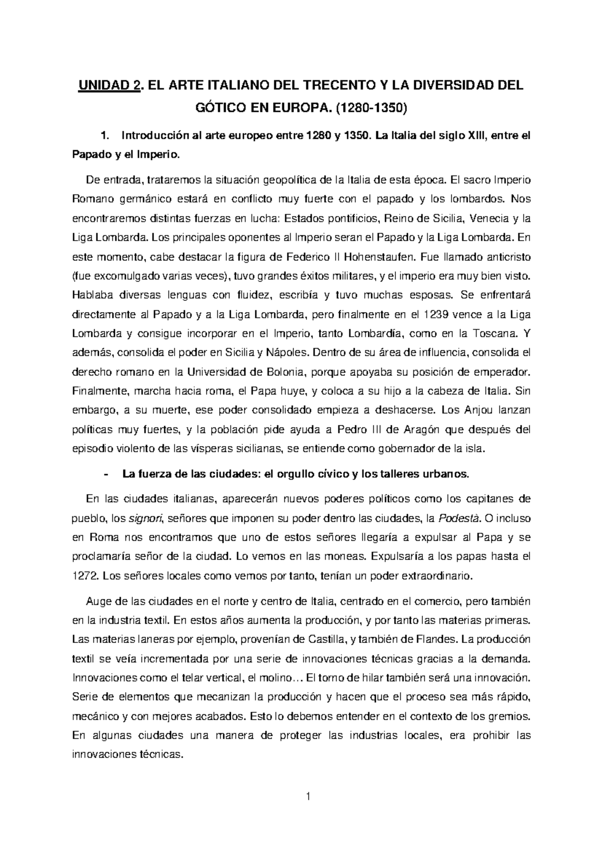 Historia Arte gótico tema 2 - UNIDAD 2. EL ARTE ITALIANO DEL TRECENTO Y ...