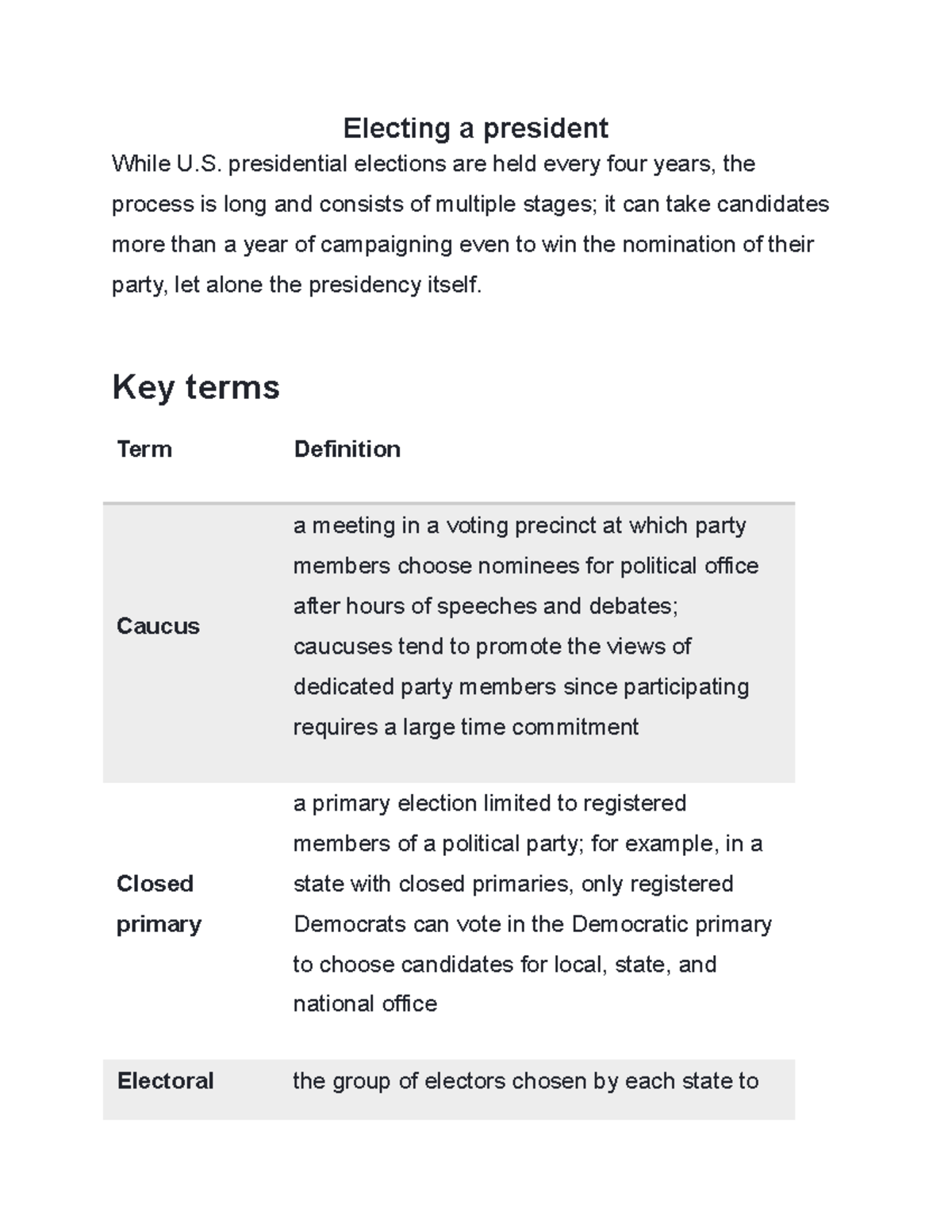 Electing a president - Electing a president While U. presidential ...