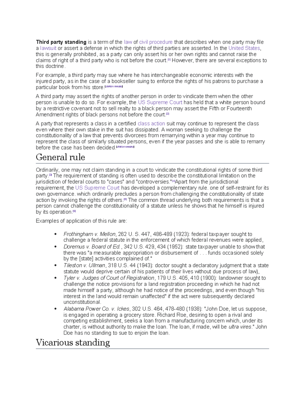 Third Party Standing - Study guide - Third party standing is a term of ...