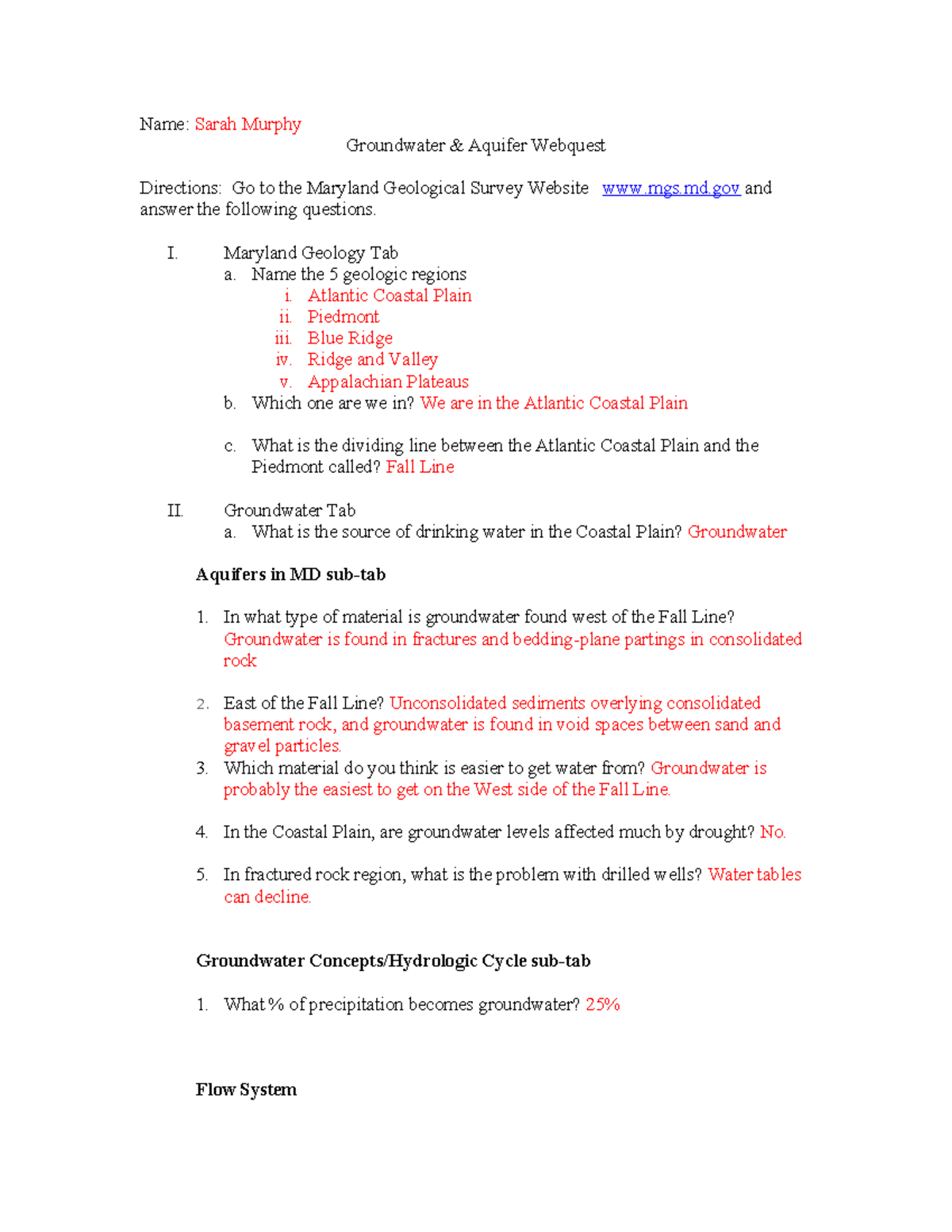 Aquifer Webquest - Name: Sarah Murphy Groundwater & Aquifer Webquest ...
