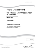 AUI3702 - Unisa - Internal Auditing - Test of Controls - Studocu