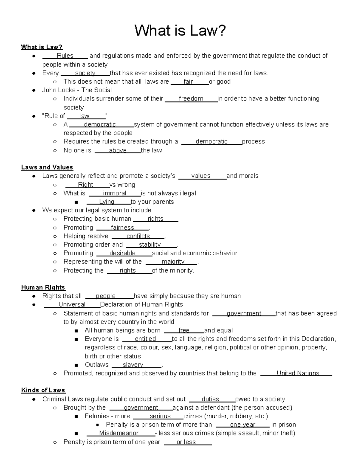KARA Cope-Oyler - Ch 1-3 Notes - What is Law? What is Law? Rules and ...