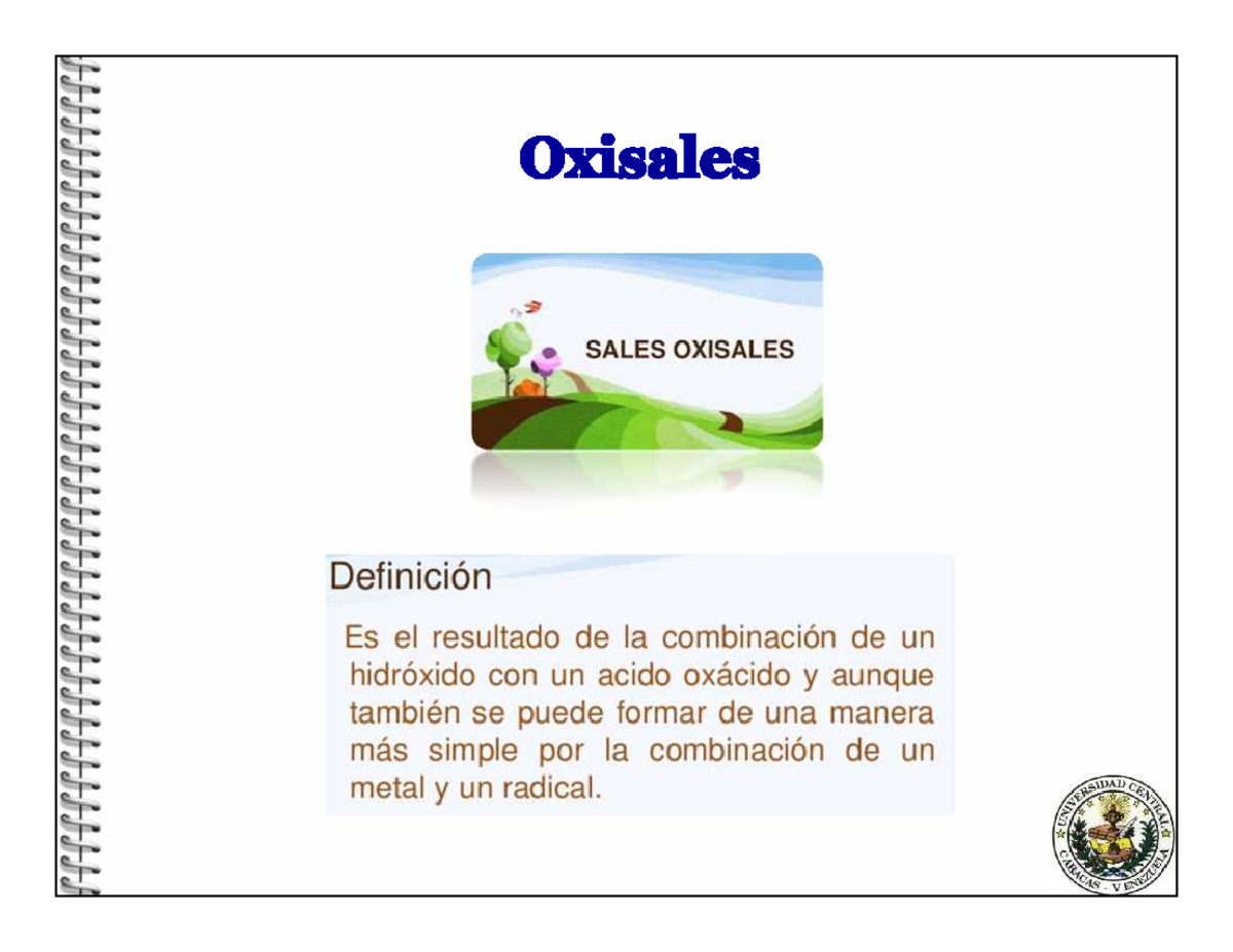 Sales Oxisales - Las sales oxisales de subdividen en: Sales oxisales ...