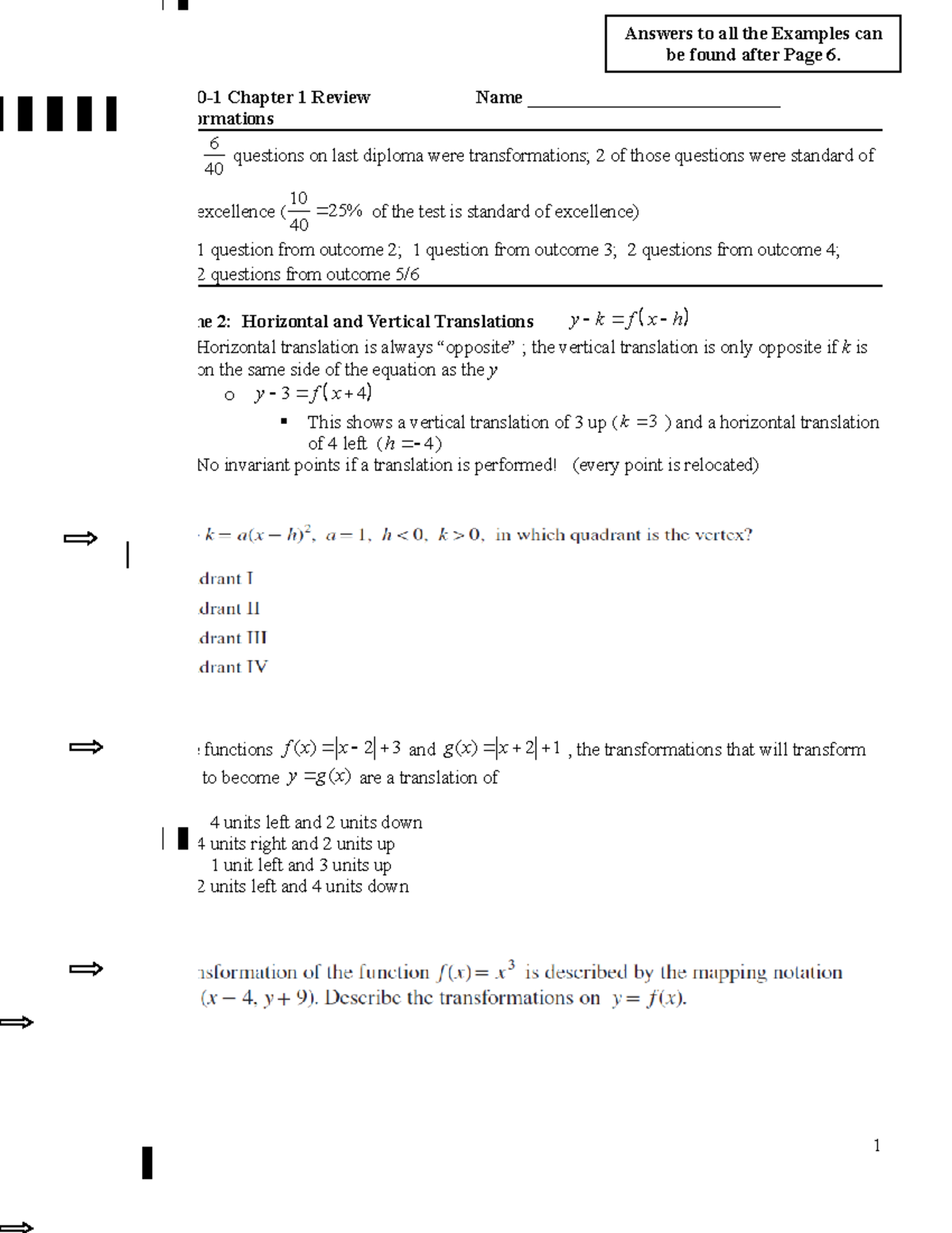Transformations Final Review - MATH 114 - UAlberta - Studocu