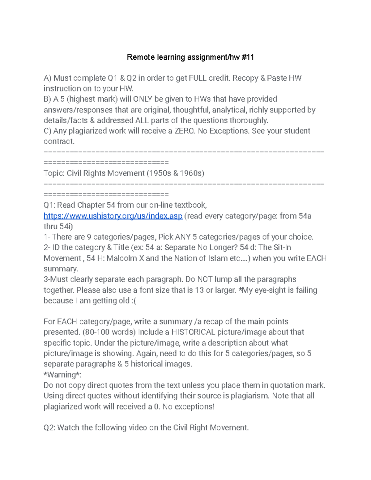 Remote Learning Assignment HW #11 - Remote learning assignment/hw # A ...