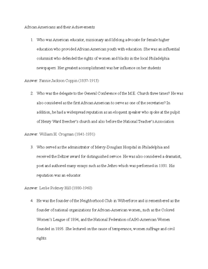 African Americans greatest achievements 5om 1877 - African Americans ...