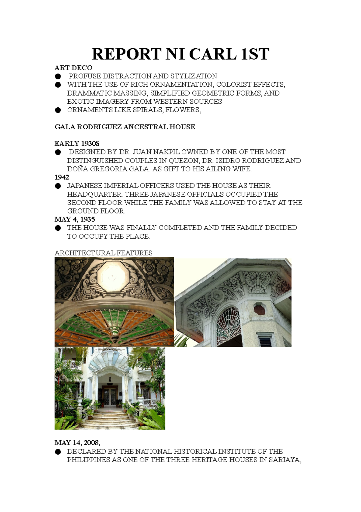 Report NI CARL 1ST - REPORT NI CARL 1ST ART DECO PROFUSE DISTRACTION ...