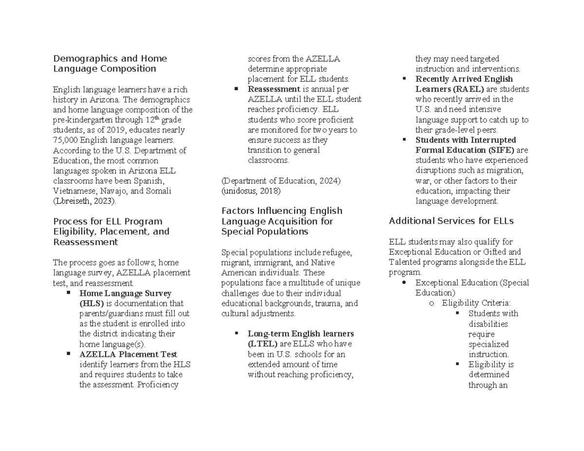 Demographics and Home Language Compositio 1 - Demographics and Home ...