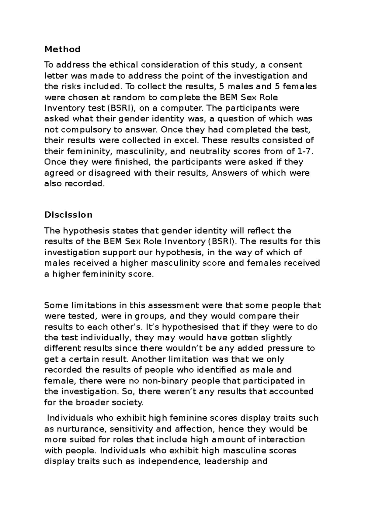 Method- Discussion - Method To address the ethical consideration of ...