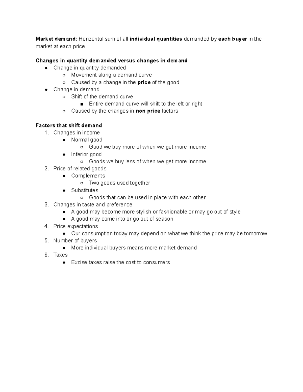 Chapter 3 b Notes - Market demand: Horizontal sum of all individual ...