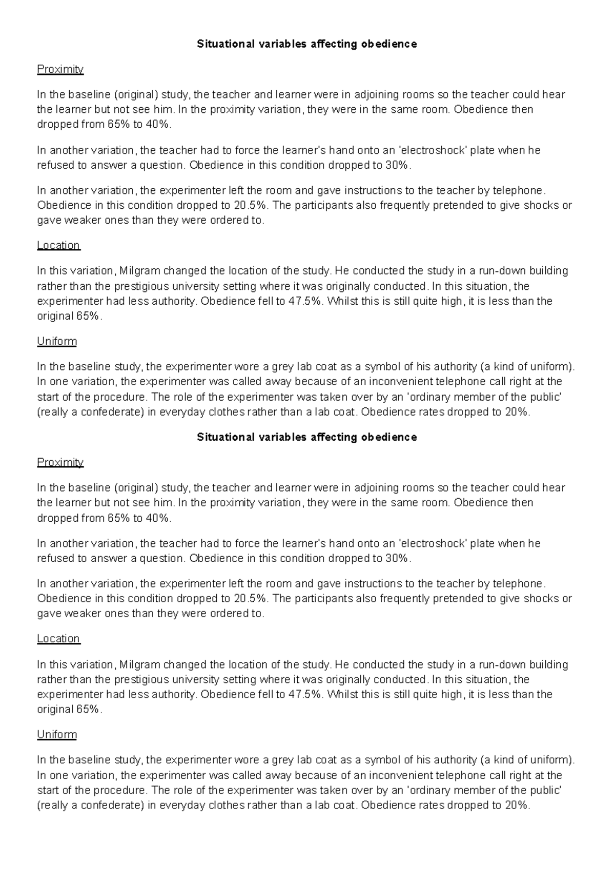 Situational variables affecting obedience - Situational variables ...