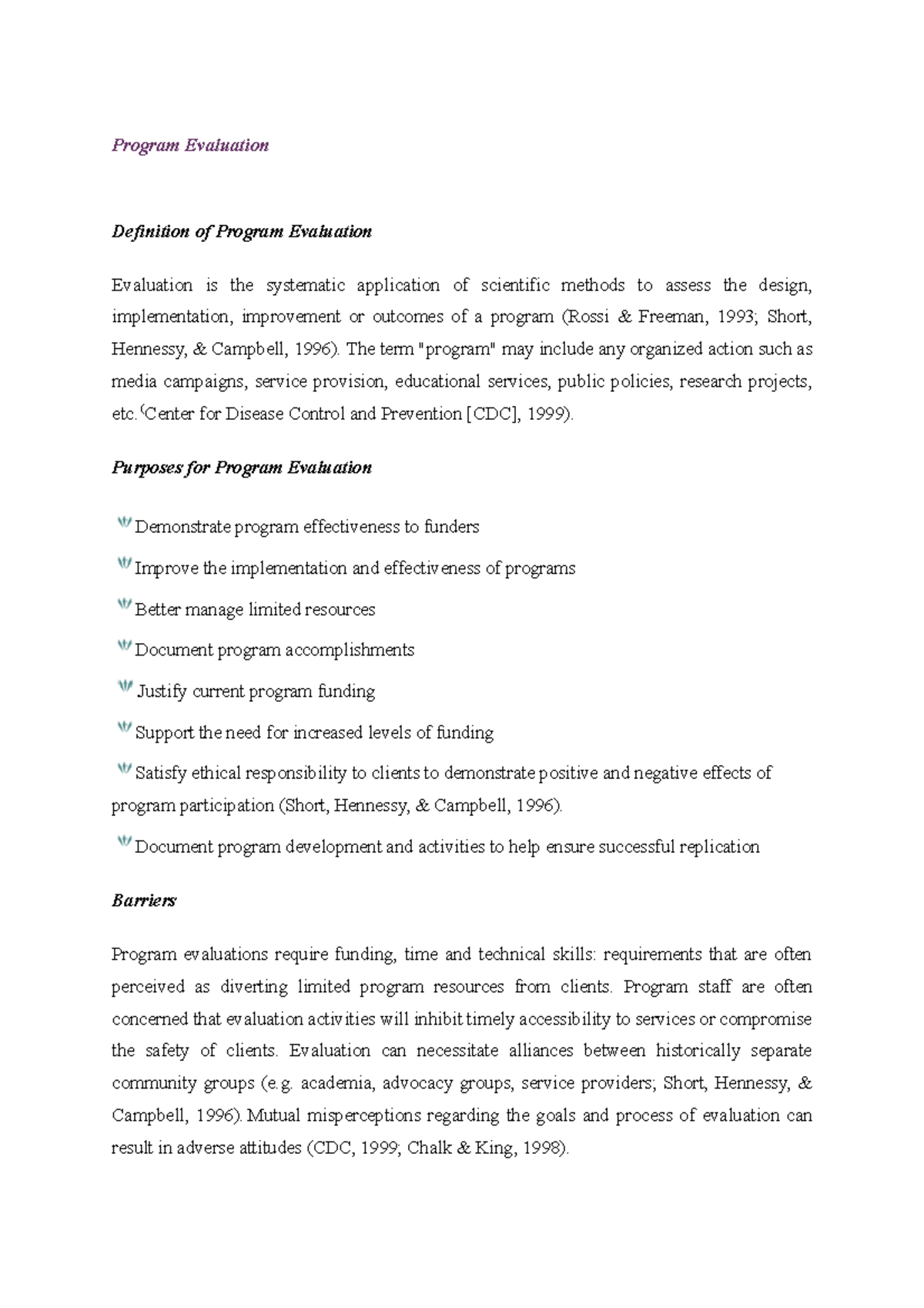 Program Evaluation - Program Evaluation Definition of Program ...