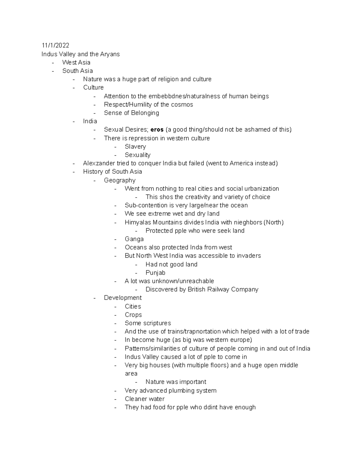 MMW Lecture Notes (Part 3) - 11/1/ Indus Valley and the Aryans - West ...