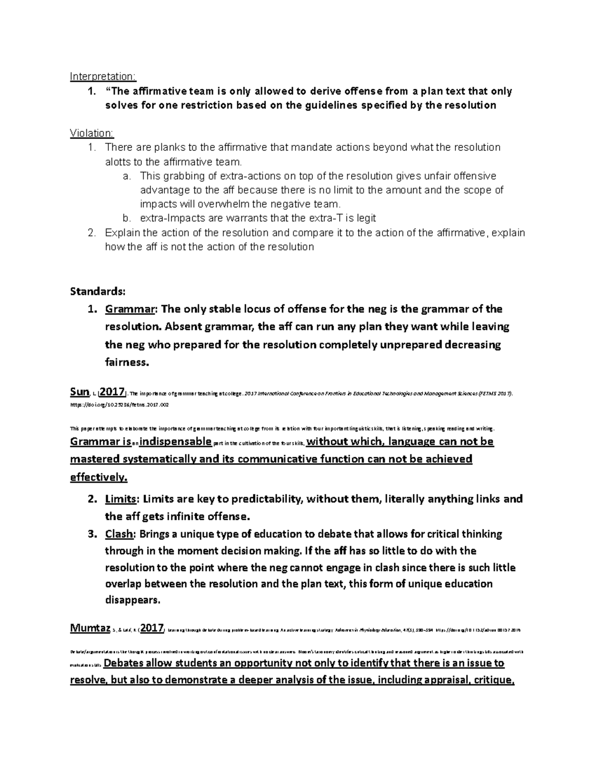 1NC - practice material - Interpretation: 1. “The affirmative team is ...