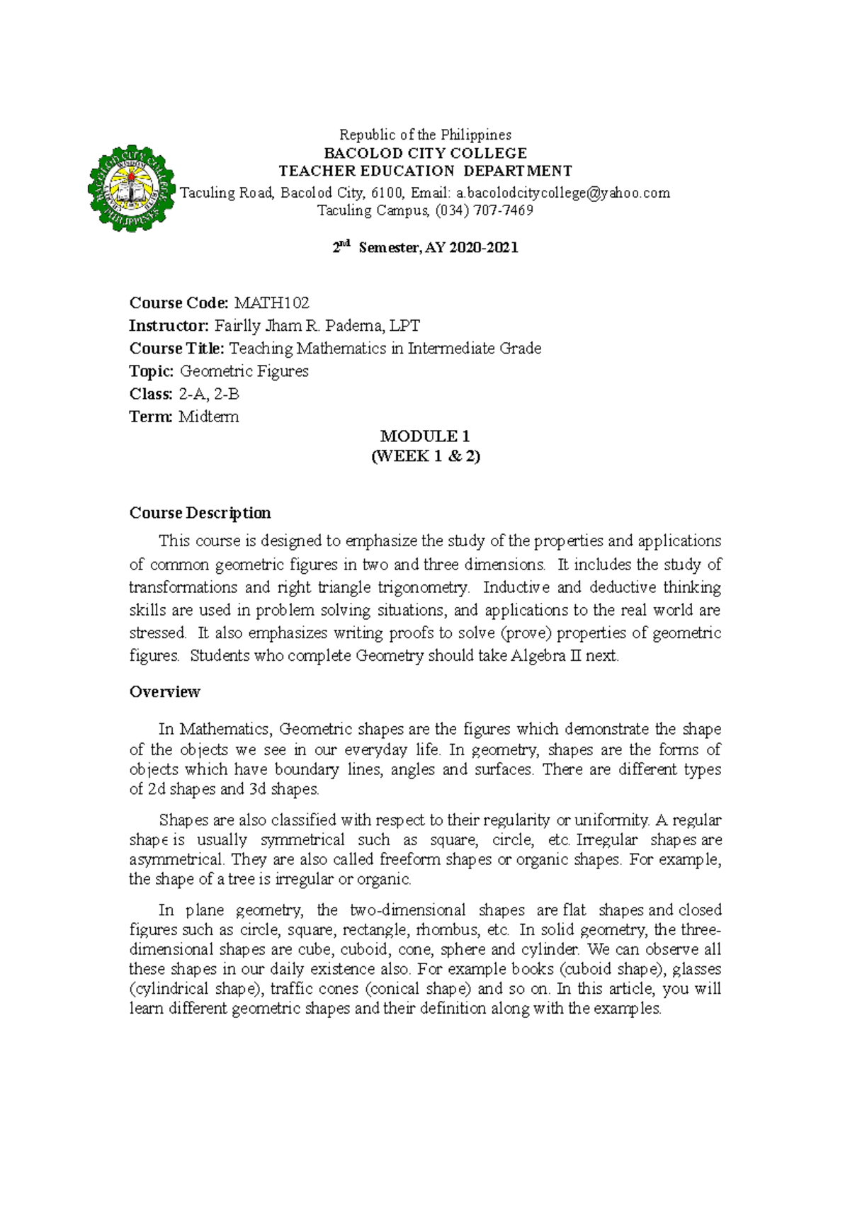 Module 1 - This is all about teaching math in elementary grade ...