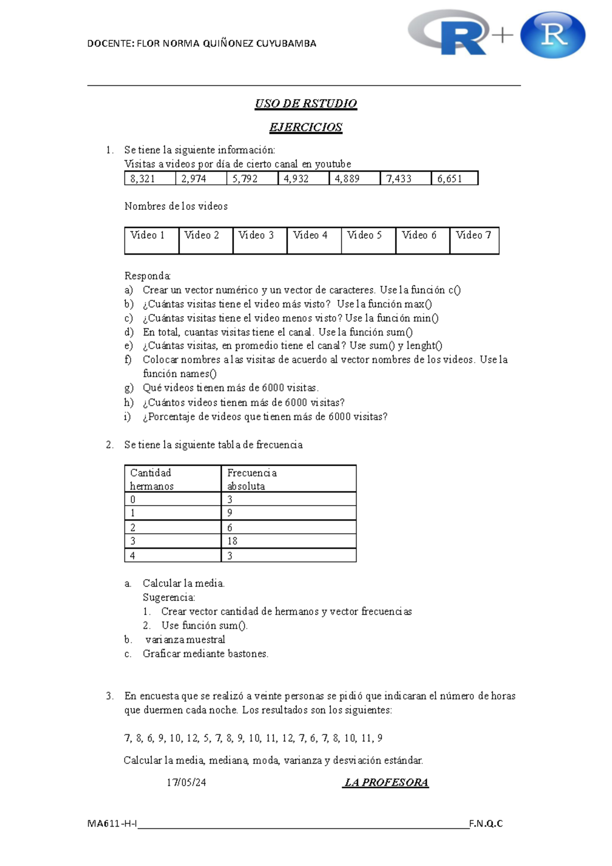 Ejerciciosrstudio - Resumen Estadística Y Probabilidades - DOCENTE ...