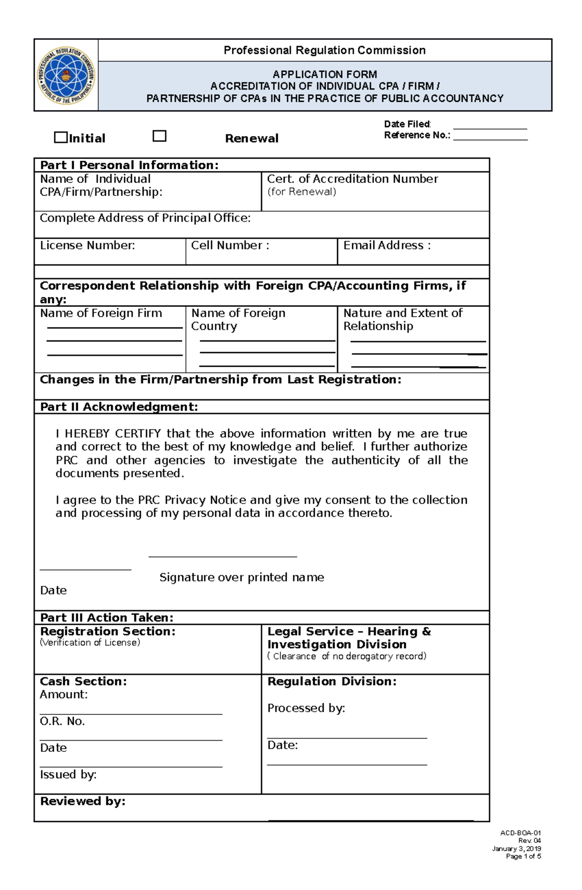ACD-BOA-01 Rev 04 App Form Accreditation of Individual CPA Firm ...