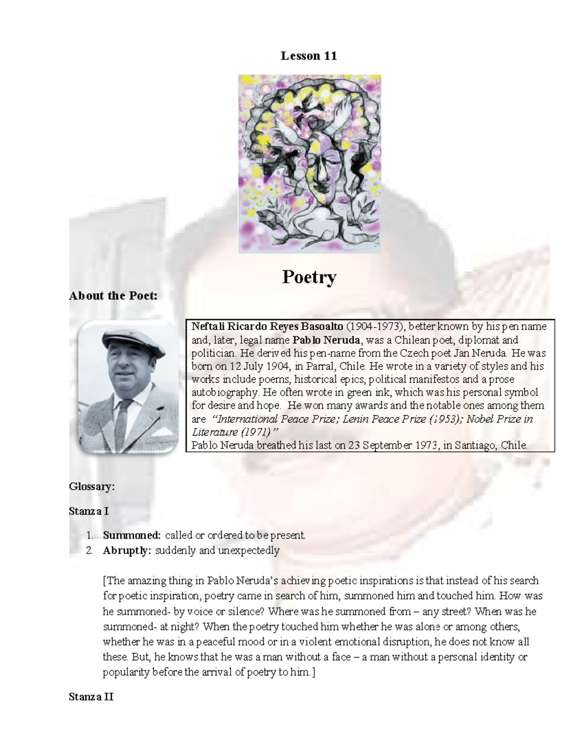 Poetry Note - Lecture notes 1,3 - - Studocu
