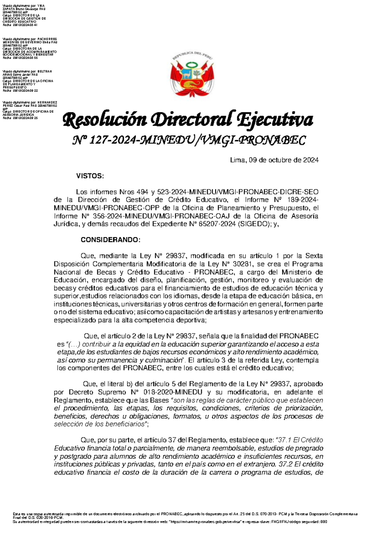 6071460 rde n 127 2024 minedu vmgi pronabec - Resolución Directoral ...