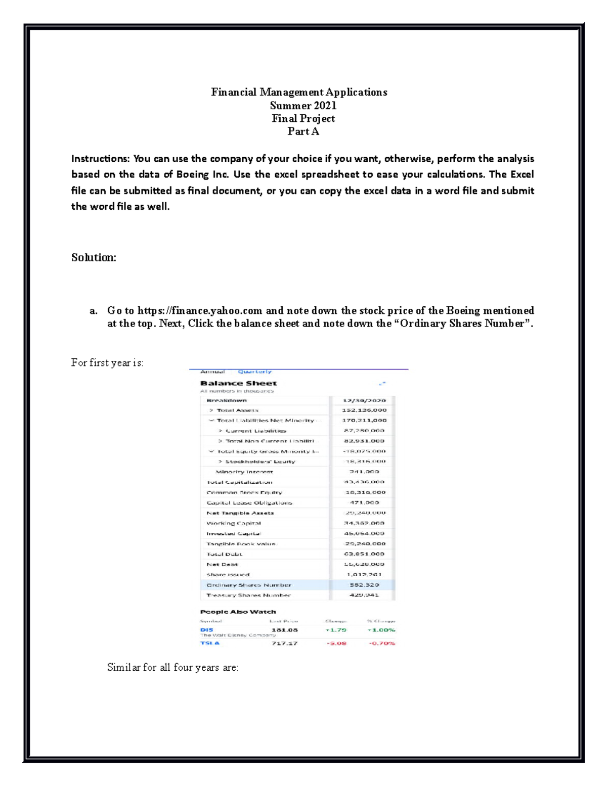 Fma task - nothing - Financial Management Applications Summer 2021 ...