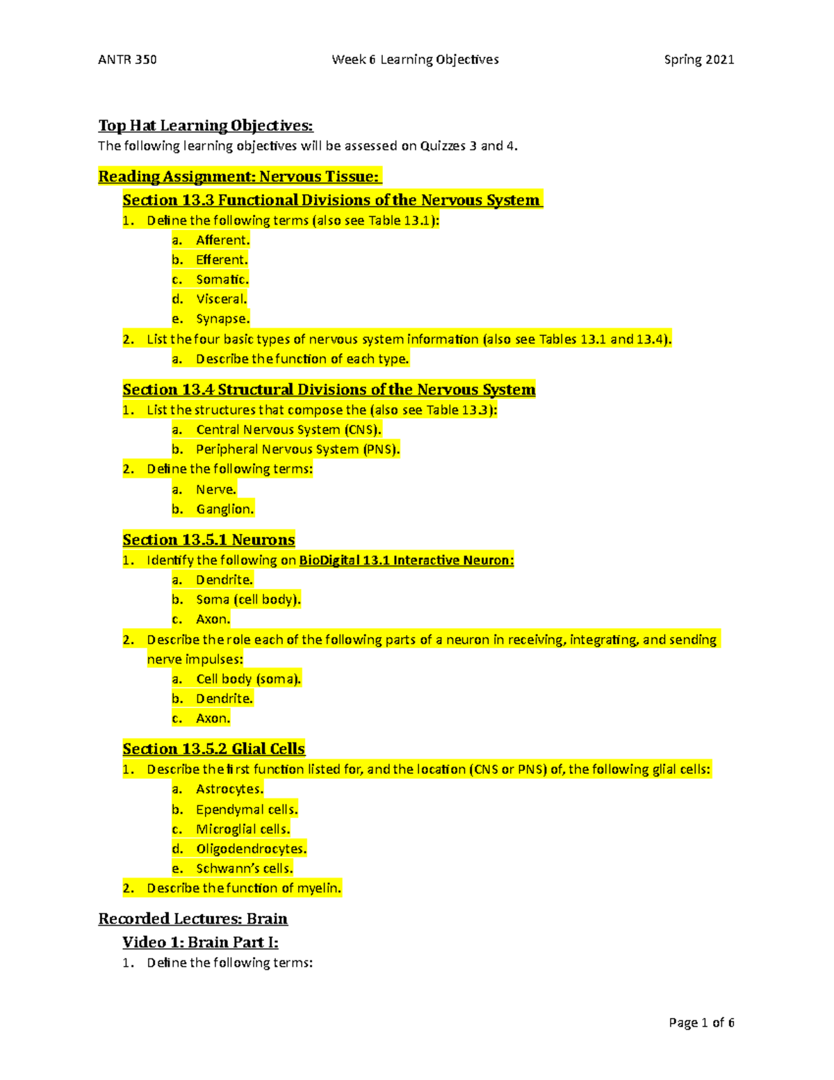 Week 6 Learning Objectives SS21 - Top Hat Learning Objectives: The following learning objectives ...