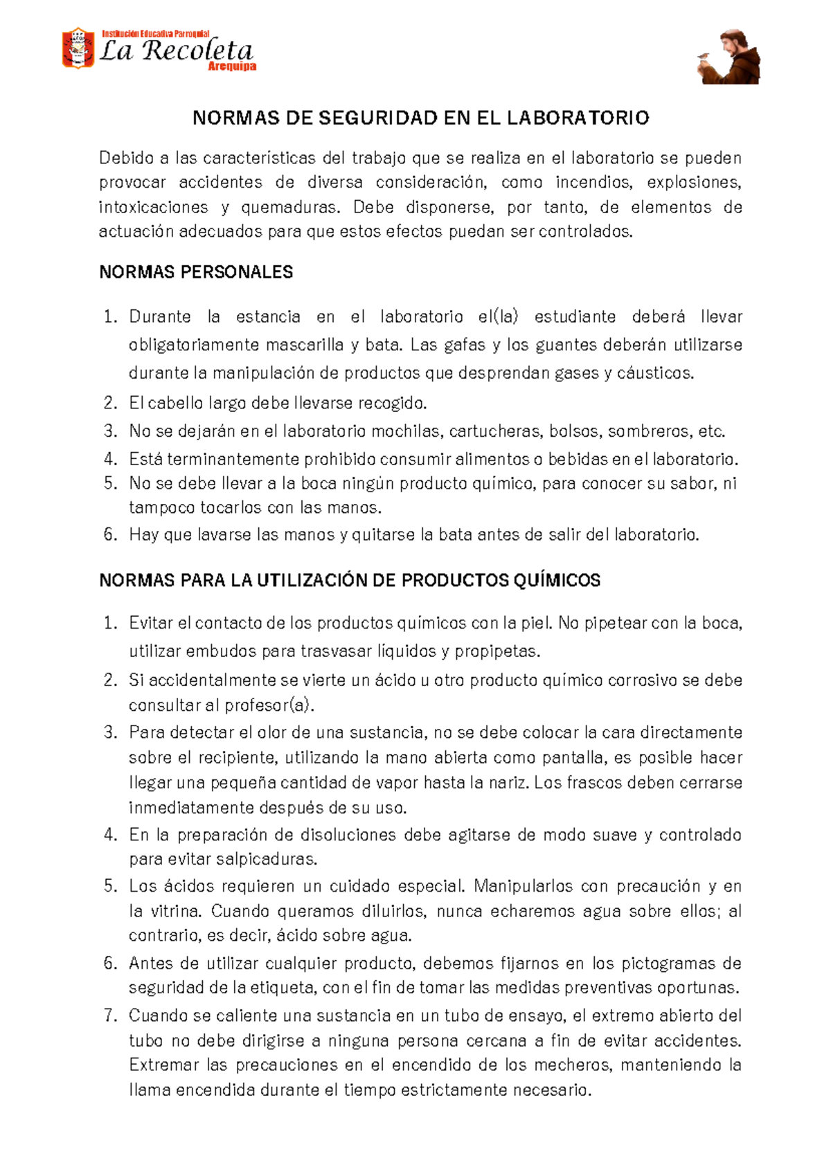 CT - Normas de seguridad en Laboratorio - NORMAS DE SEGURIDAD EN EL ...