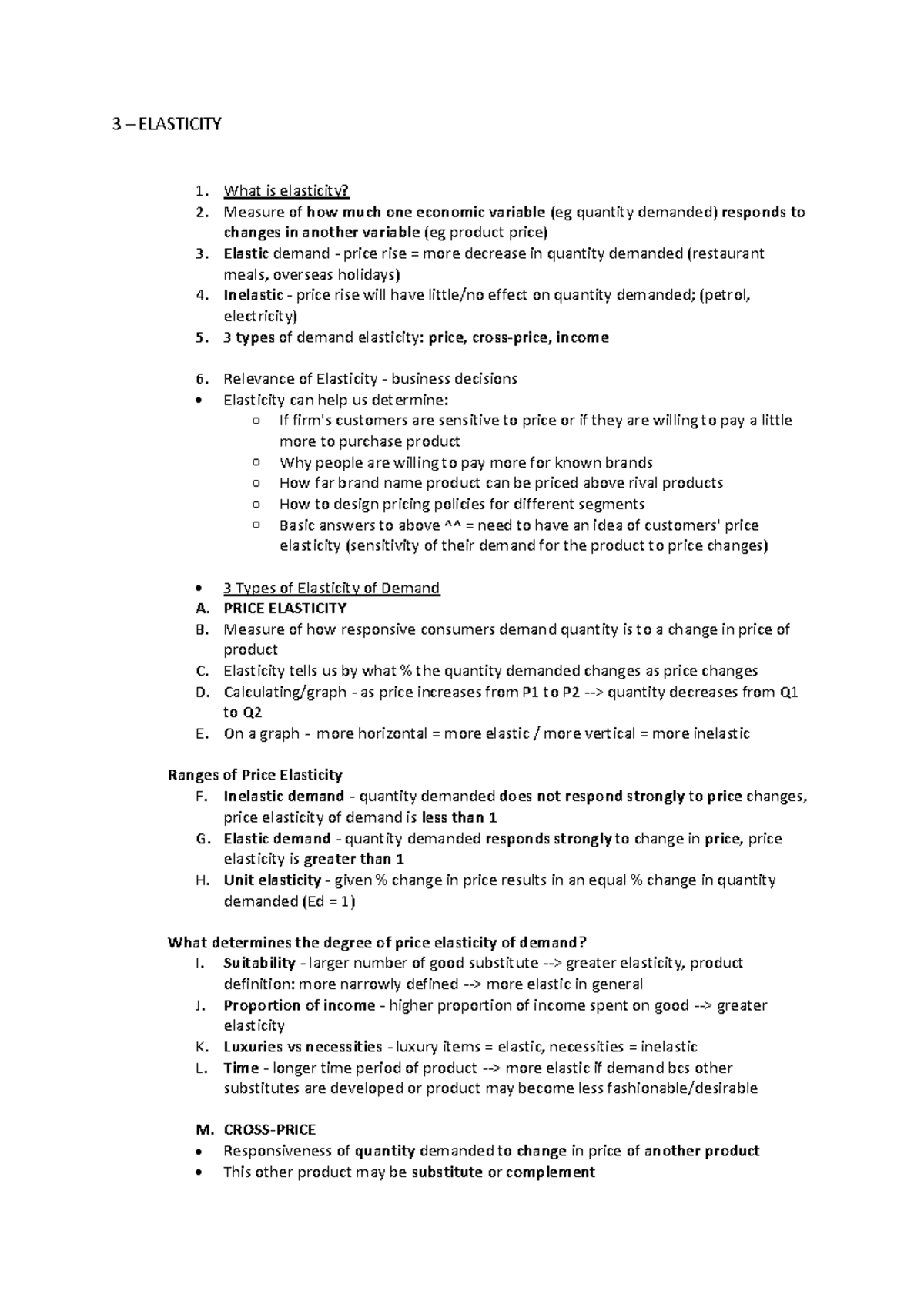 Microecon 3 - lecture and tutorial notes - 3 – ELASTICITY What is ...