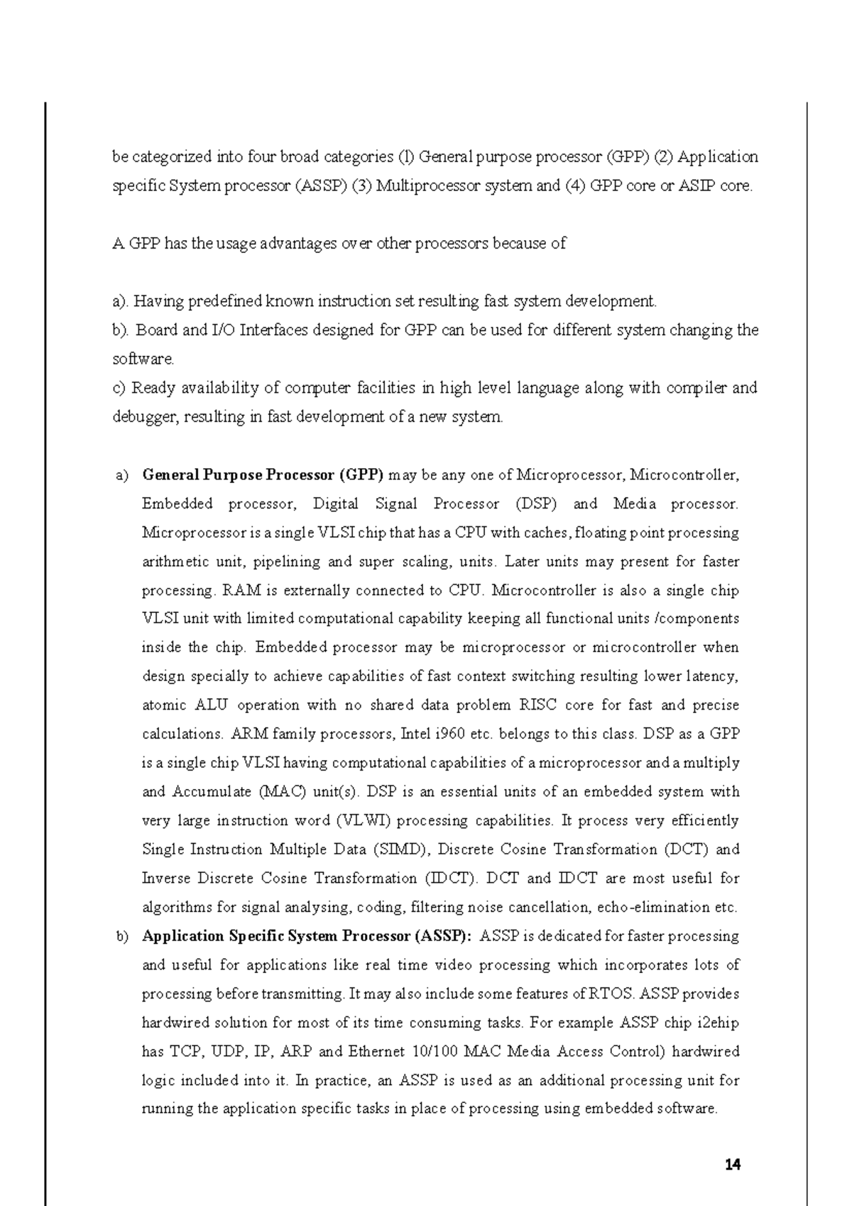 Embedded System Notes - a) General Purpose Processor (GPP) may be any ...