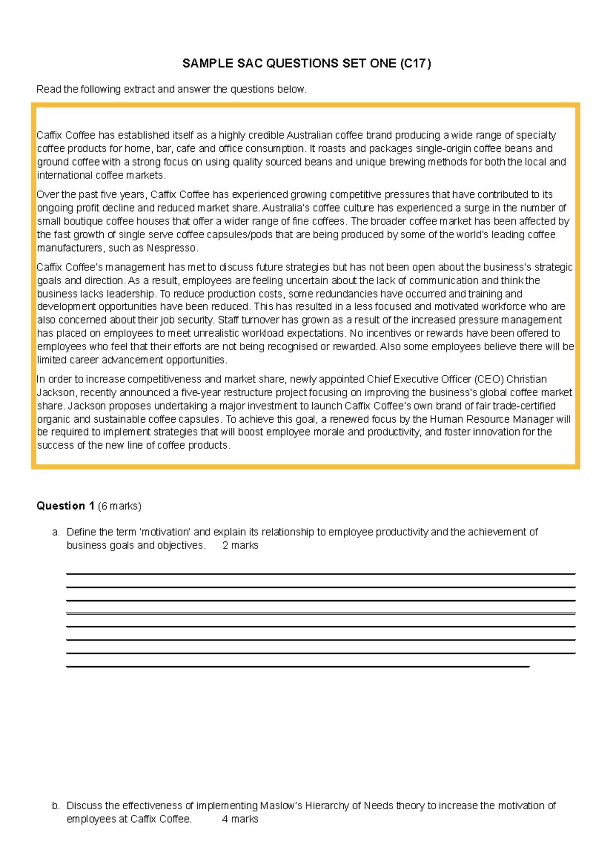 Sample SAC Questions SET ONE and SET TWO, 17 & 18 - SAMPLE SAC ...