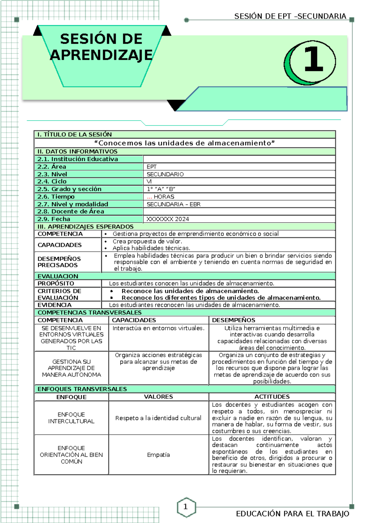 1º SES ACT 1 - EPT 2024 - Resumen Formacion Para la Empleabilidad - SESIÓN DE EPT –SECUNDARIA ...