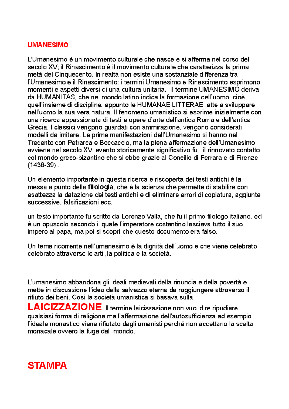 Umanesimo - UMANESIMO L’Umanesimo è un movimento culturale che nasce e ...