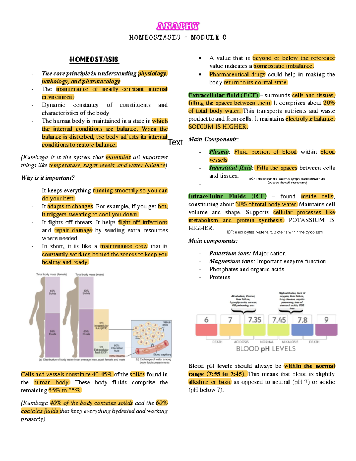 Homeostasis-reviewer 1 - HOMEOSTASIS - MODULE 0 HOMEOSTASIS The core ...