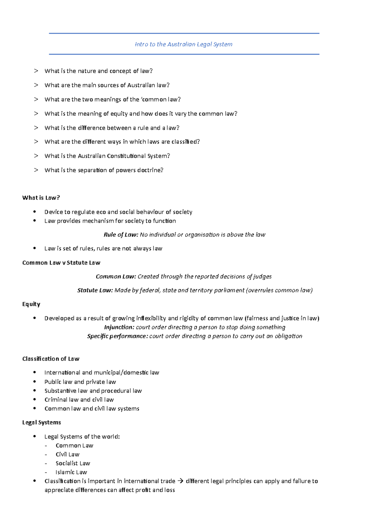 Module 1 Intro to the Australian Legal System - Intro to the Australian ...