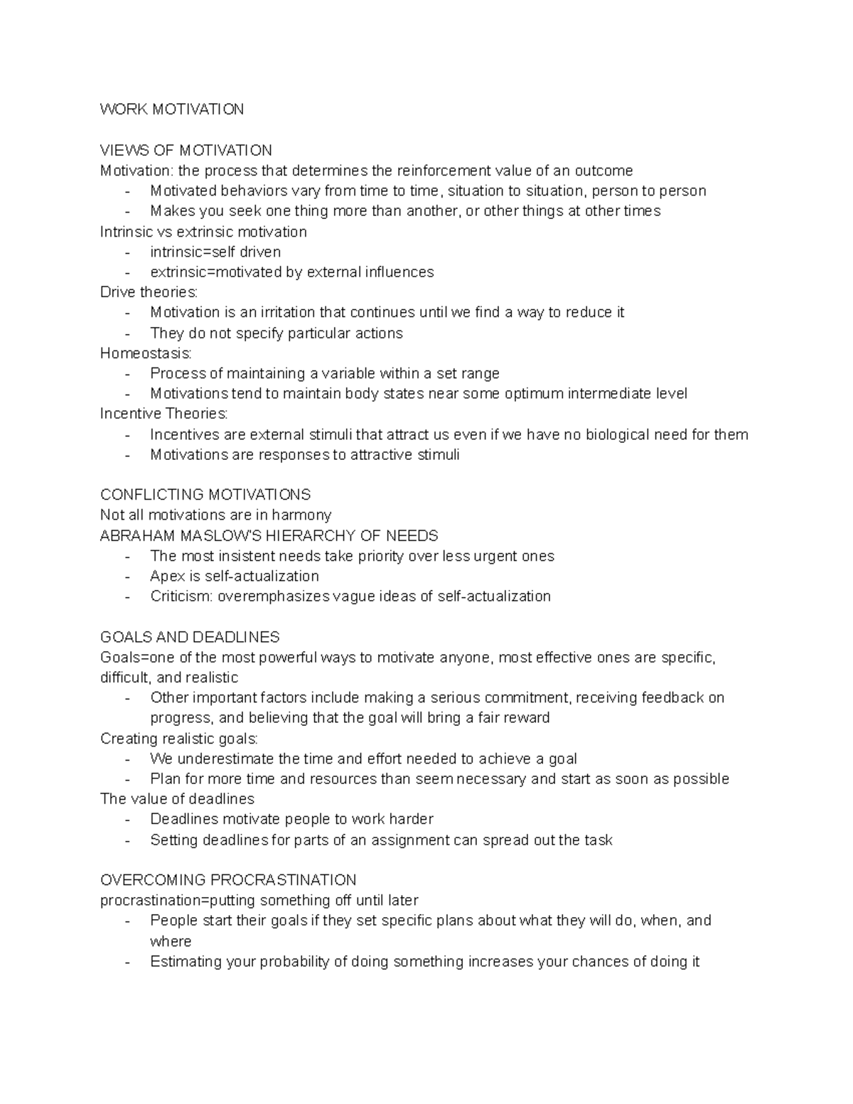 Intro to Psychology PSY200 Part 3 - WORK MOTIVATION VIEWS OF MOTIVATION ...