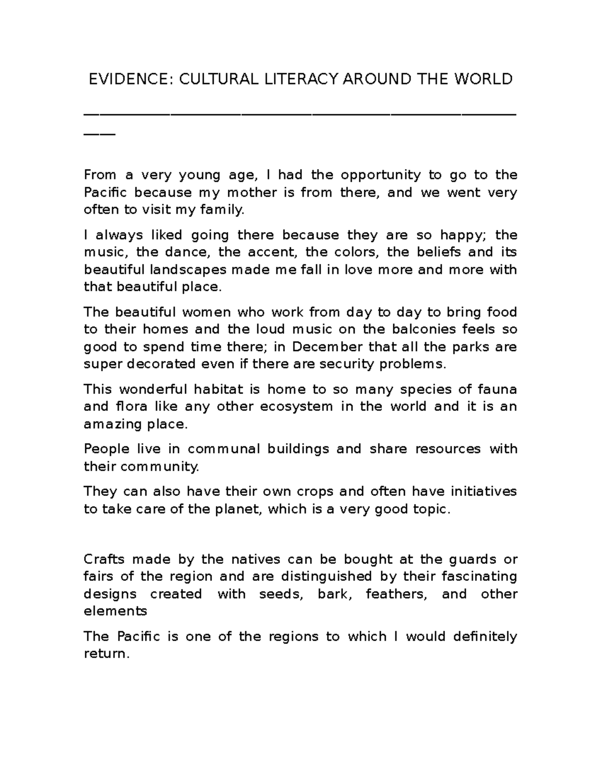 Evidence Cultural Literacy - EVIDENCE: CULTURAL LITERACY AROUND THE ...