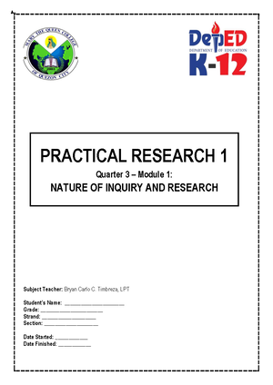 Module 1 - Nature of Inquiry and Research - PRACTICAL RESEARCH 1 ...