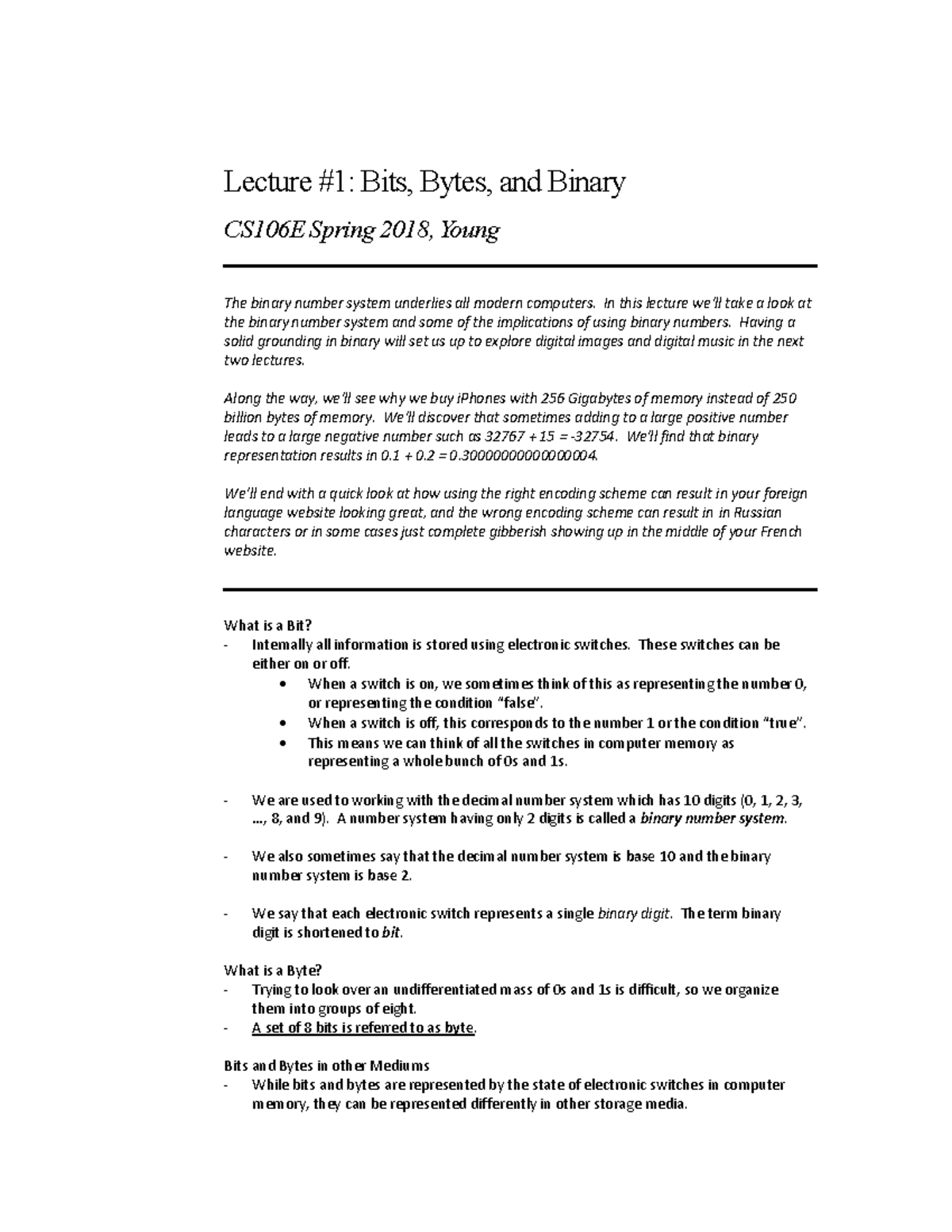 L01nbits Bytes Binary Lecture 1 Bits Bytes And Binary Cs106e 6768
