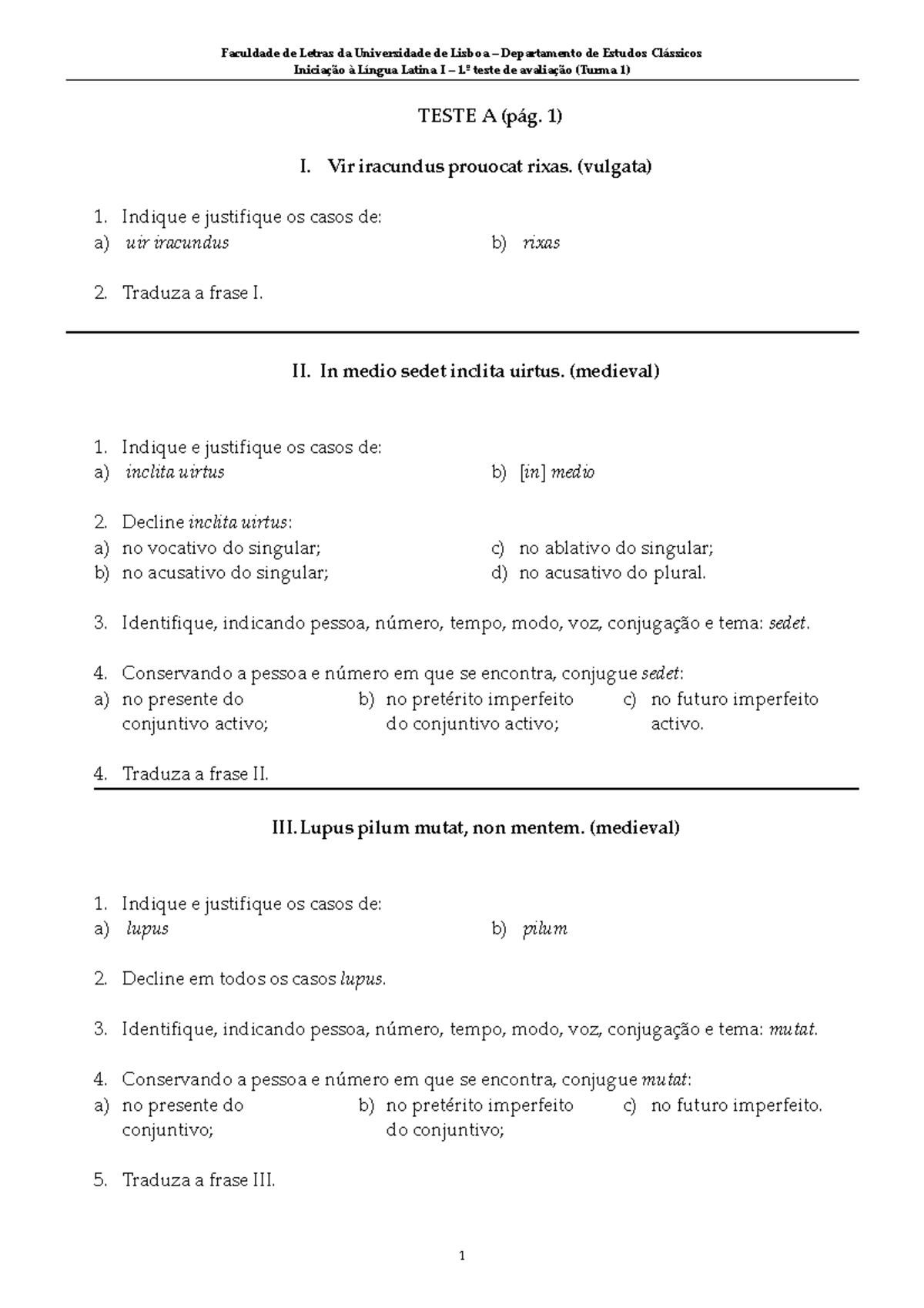 Teste sem1 flul t1 t2 - Faculdade de Letras da Universidade de Lisboa ...