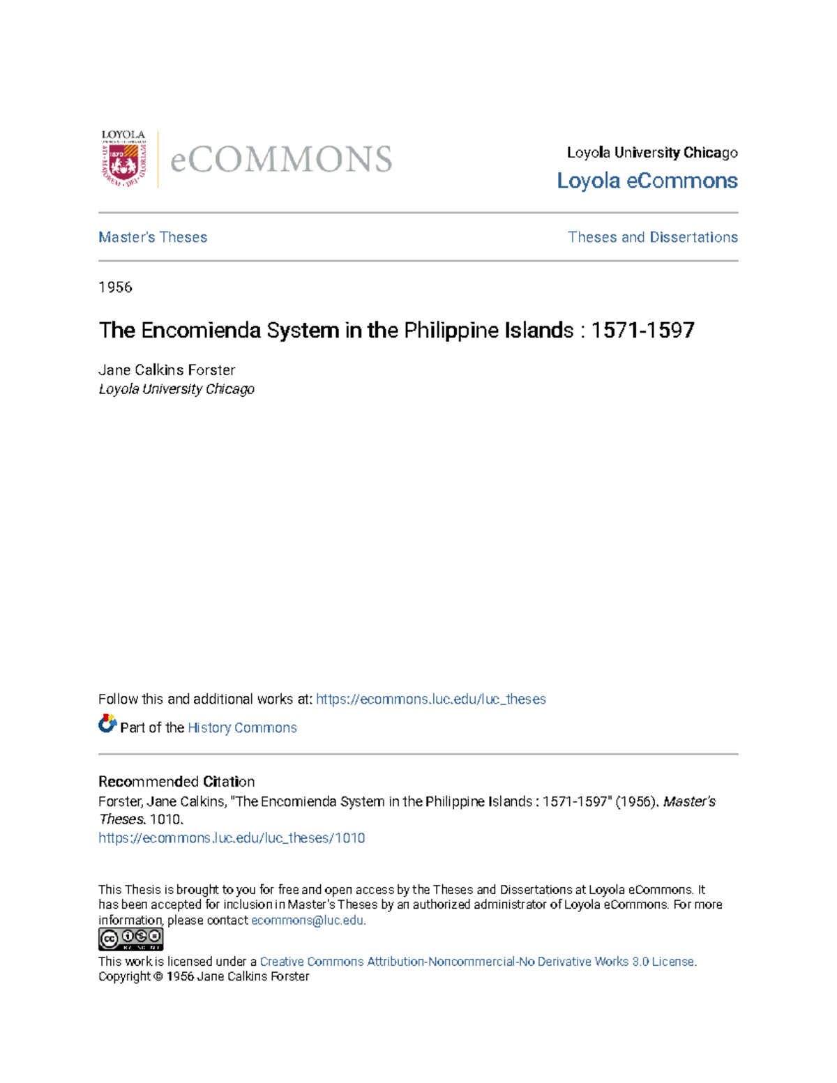 The Encomienda System in the Philippine Islands 1571-1597 - luc/luc ...