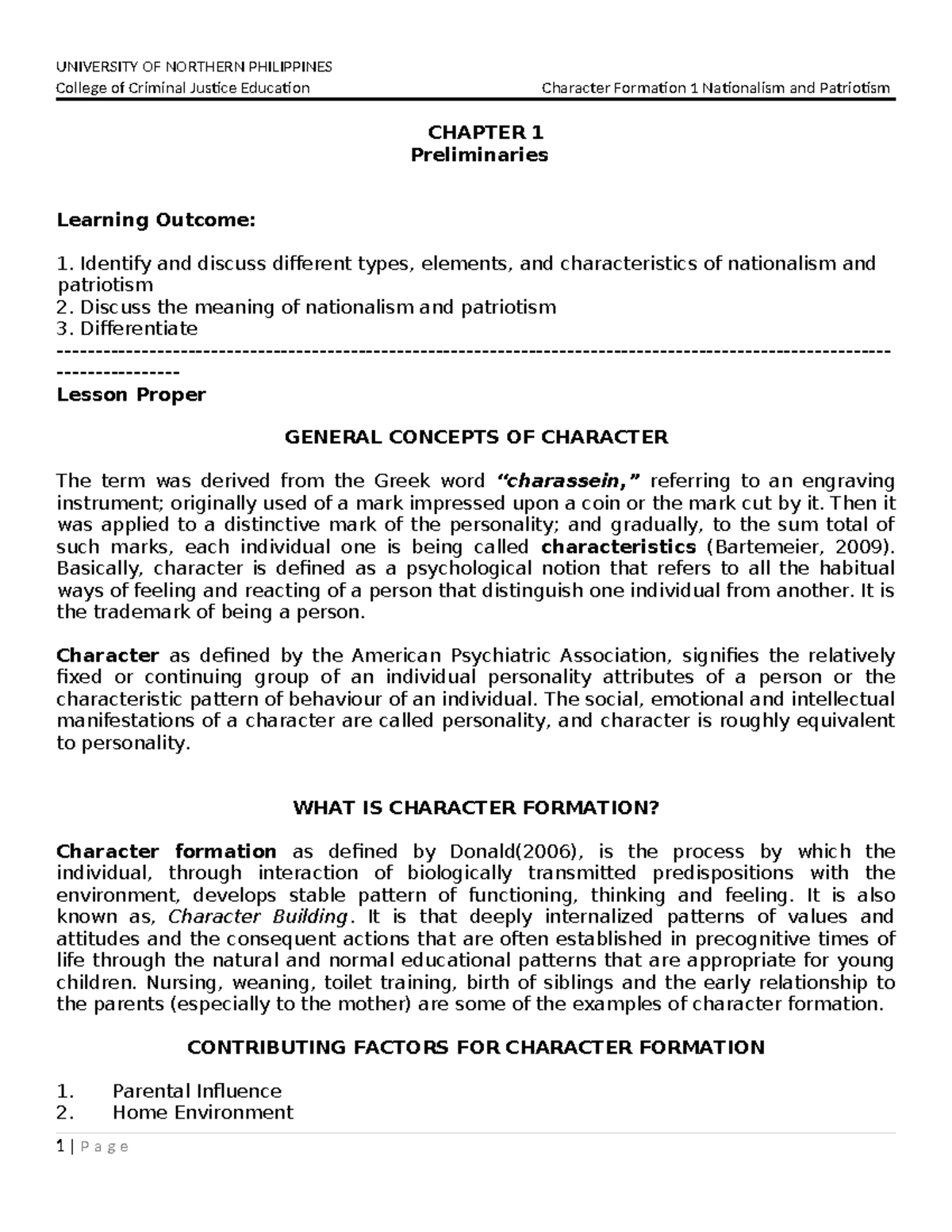 CFLM 1 Notes 1 1 - College of Criminal Justice Education Character ...