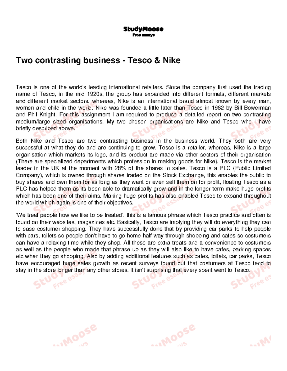 Two contrasting business - Tesco & Nike - Accounting - UBS - Studocu