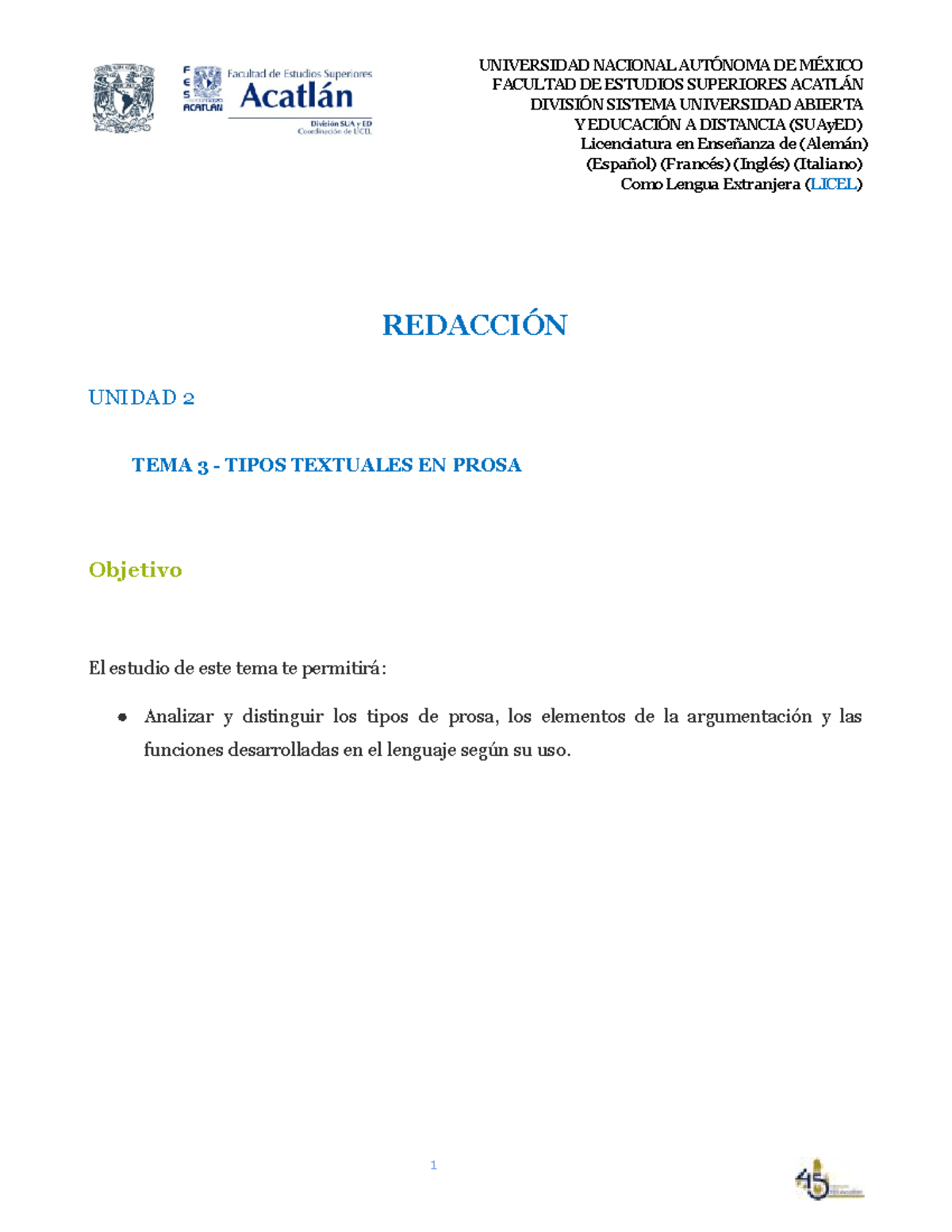 3 Tipos textuales en prosa - FACULTAD DE ESTUDIOS SUPERIORES ACATLÁN ...