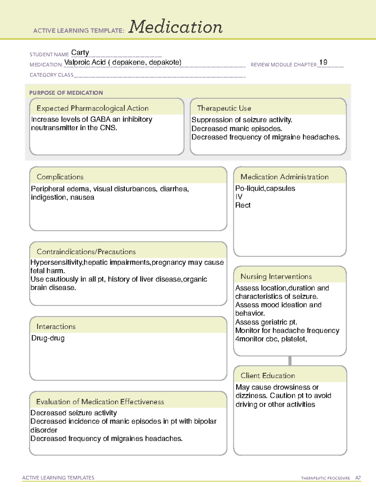Valproic acid - Study for exams - ACTIVE LEARNING TEMPLATES THERAPEUTIC ...
