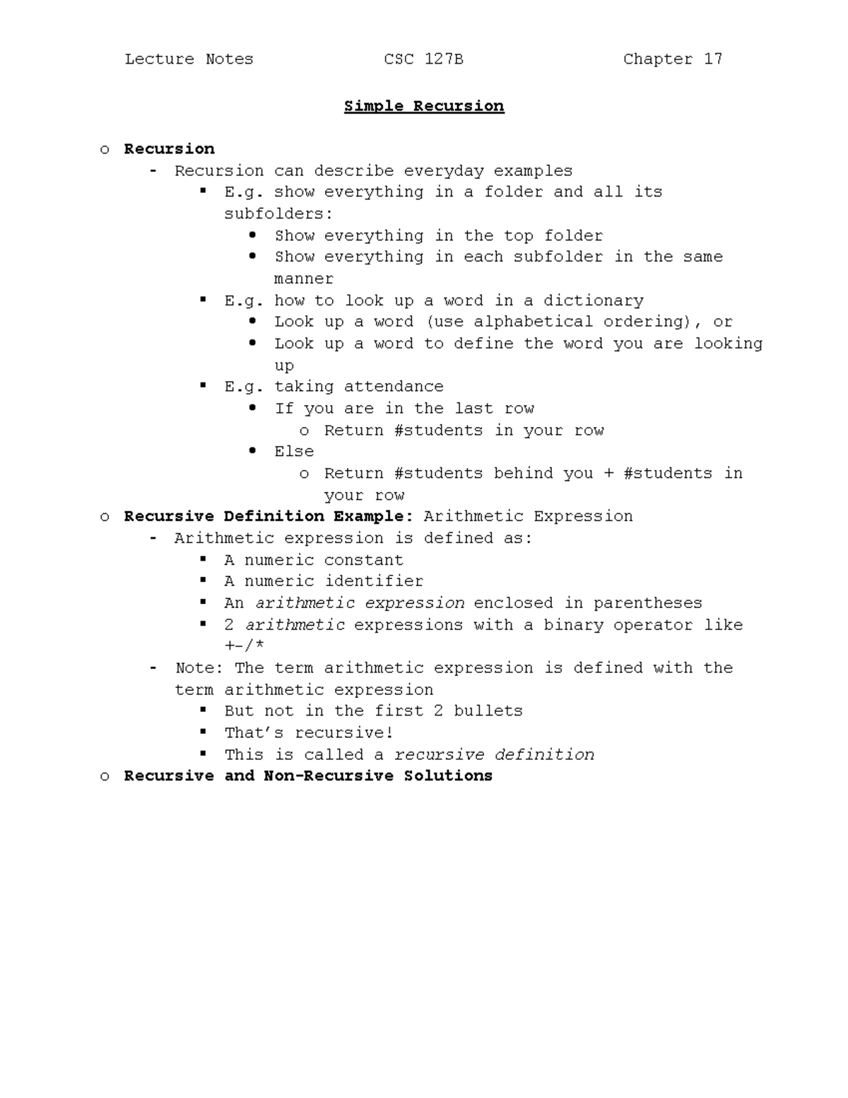 Simple Recursion - Professor: Rick Mercer - Simple Recursion o ...