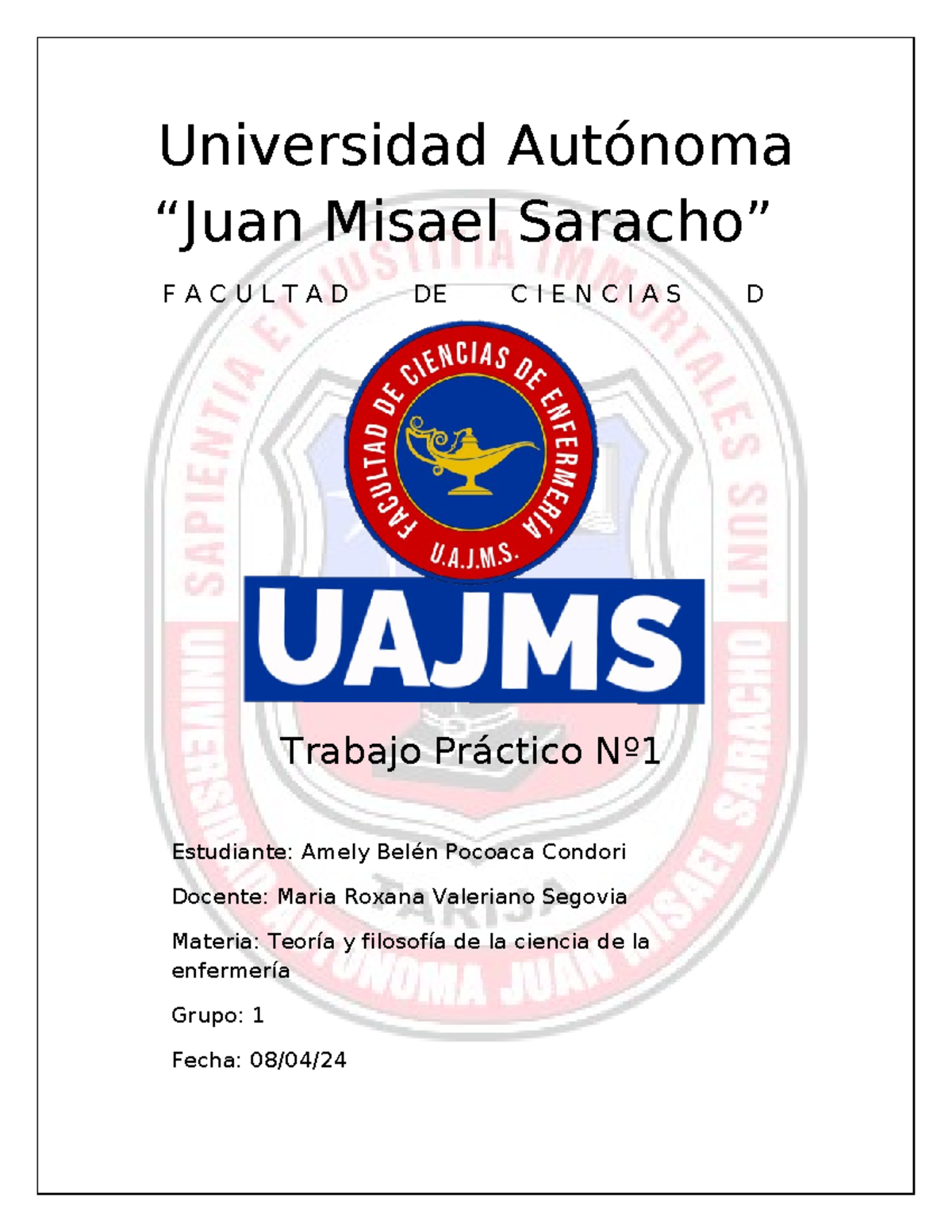 Universidad Autónoma - Universidad Autónoma “Juan Misael Saracho” F A C ...