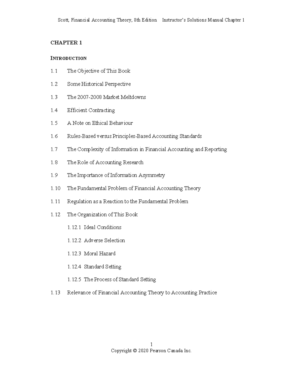 Scott 8e Ism Ch1 Accounting Theory Chapter 1 Introduction 1 1 The
