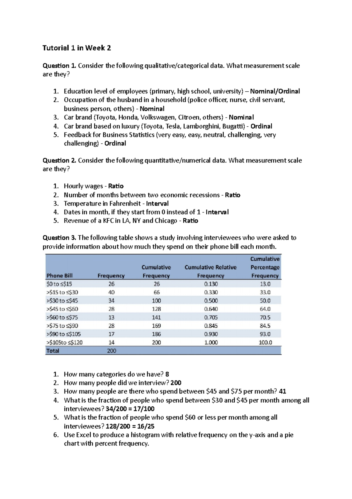 Tutorial 1 in Week 2 questions and answers - Tutorial 1 in Week 2 ...