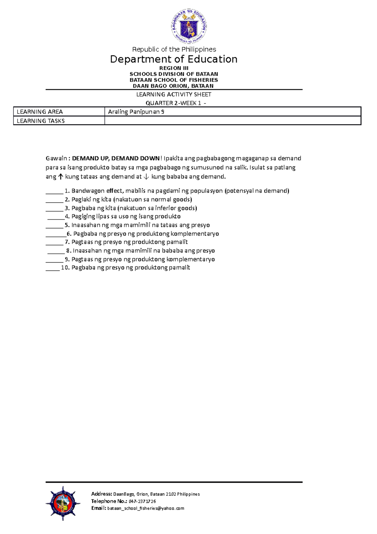 Ap 9 LAS 1 Q 2 - LECTURE - Republic of the Philippines Department of ...