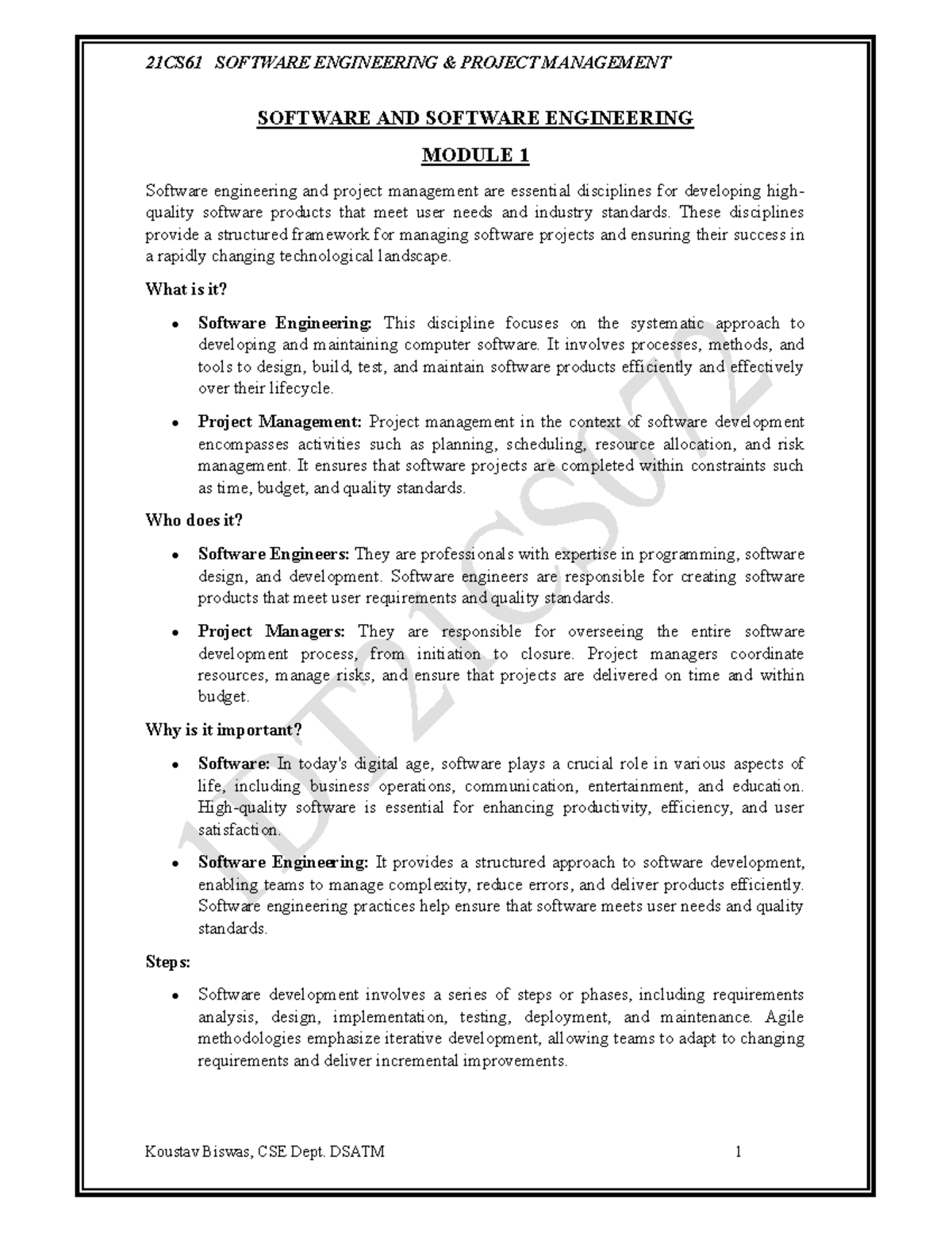 SEPM compiled notes - all credits to 1DT21CS072 - SOFTWARE AND SOFTWARE ...